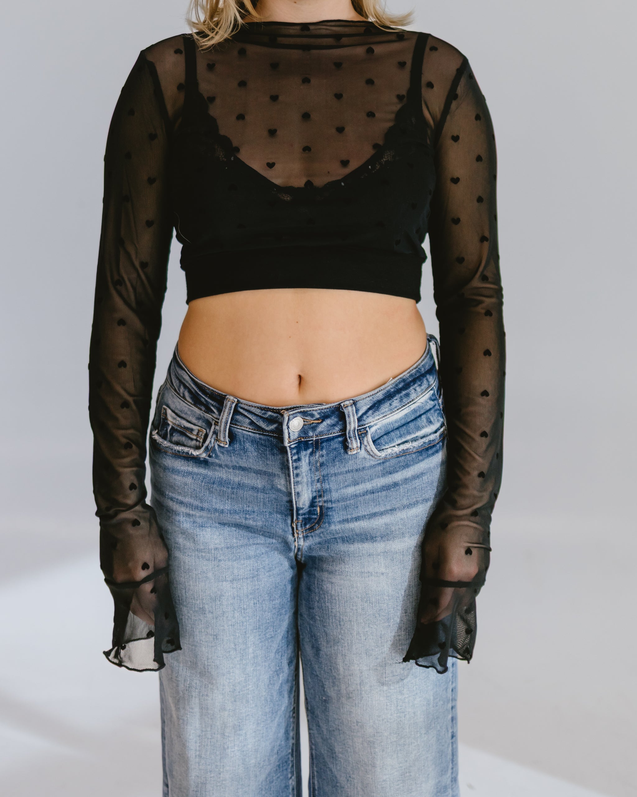 Heart Mesh Mock Neck Halftee – HALFTEE Layering Fashions